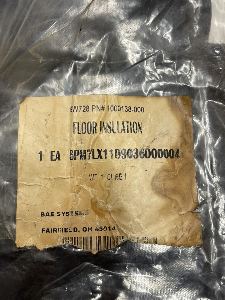 HMMWV Thermal Floor Insulation 1000138-000 BAE Systems Hmmwv | eBay