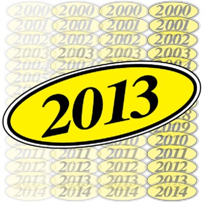 Car Dealer Windshield Oval Model Year Stickers 20 packs Yellow and ...
