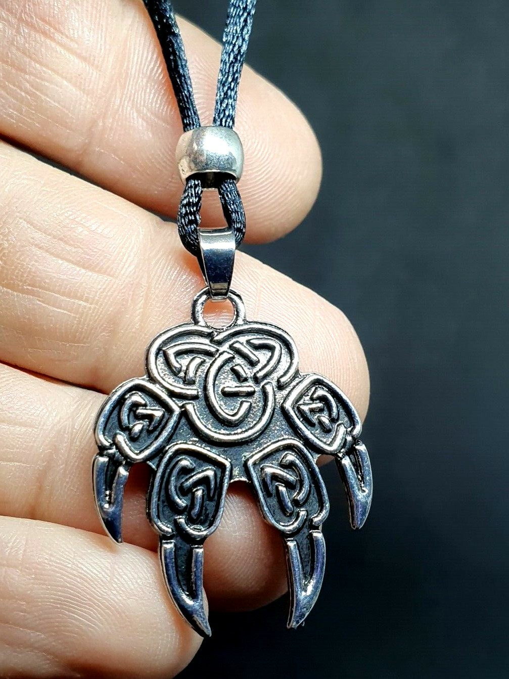 Wolf Paw Necklace Viking Heathen Norse Beaded Pendant Corded Necklace ...