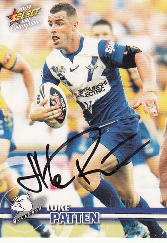 2009 NRL CHAMPIONS SIGNED TRADING CARD - BASE 21 LUKE PATTEN CANTERBURY ...