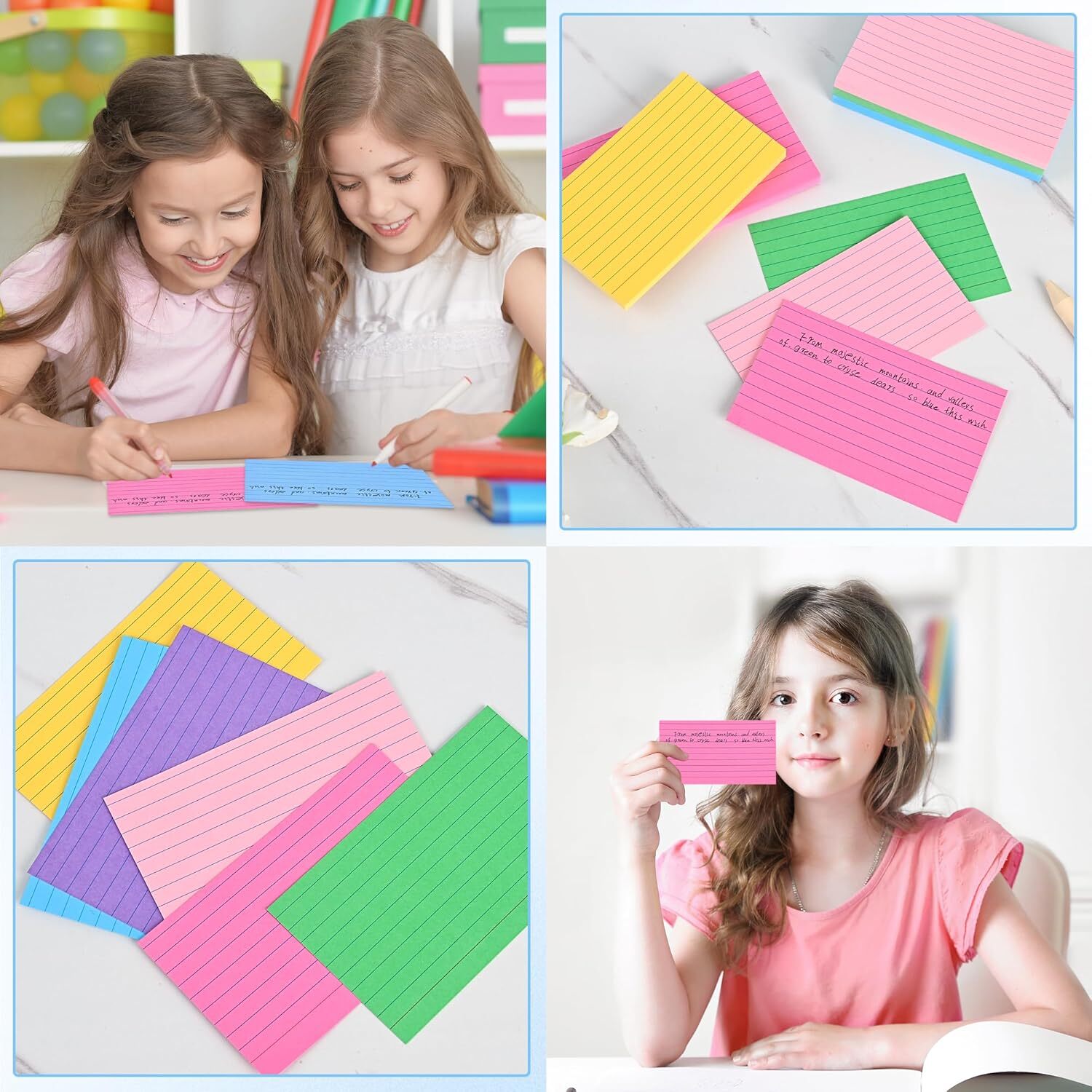 3"x5" Lined Index Cards in Bright Assorted Colored, 216 Pcs Flash white ...