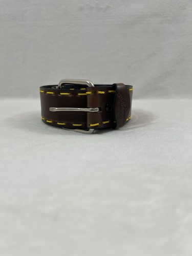Dr. Martens Dark Brown Leather Belt with Yellow Stitching, Men's Size ...