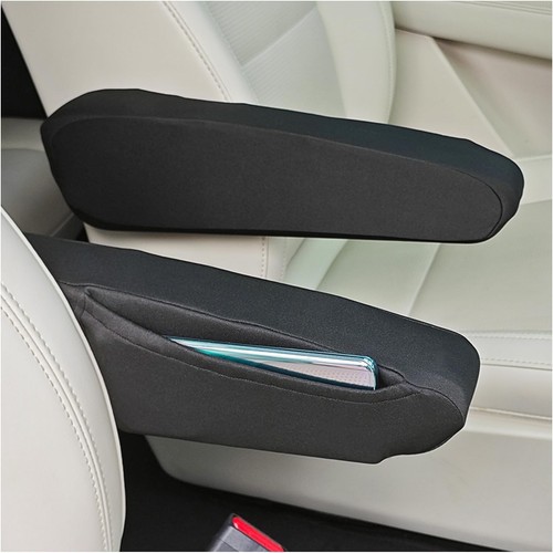 2PCS Arm Rest Cover for Car with Side Pocket,Breathable Cloth Fabric ...