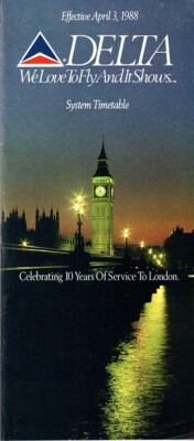 Delta Air Lines timetable 1988/04/03 | eBay