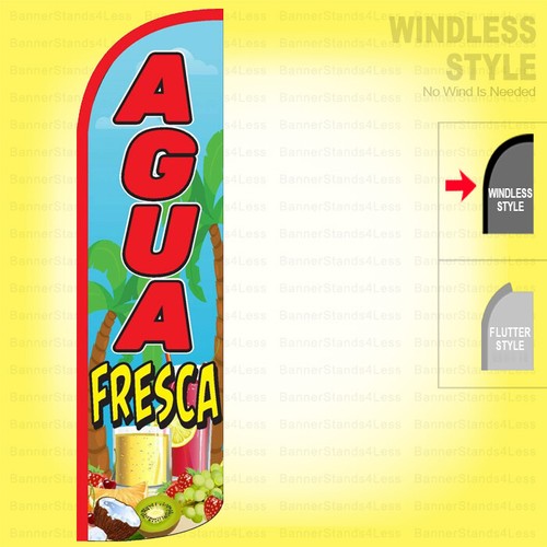 AGUA FRESCA - Windless Swooper Flag 3x11.5 ft Feather Banner Sign bq55 ...