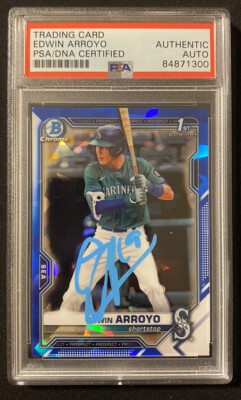 Edwin Arroyo Signed 2021 1st Bowman Chrome Draft Sapphire Refractor ...