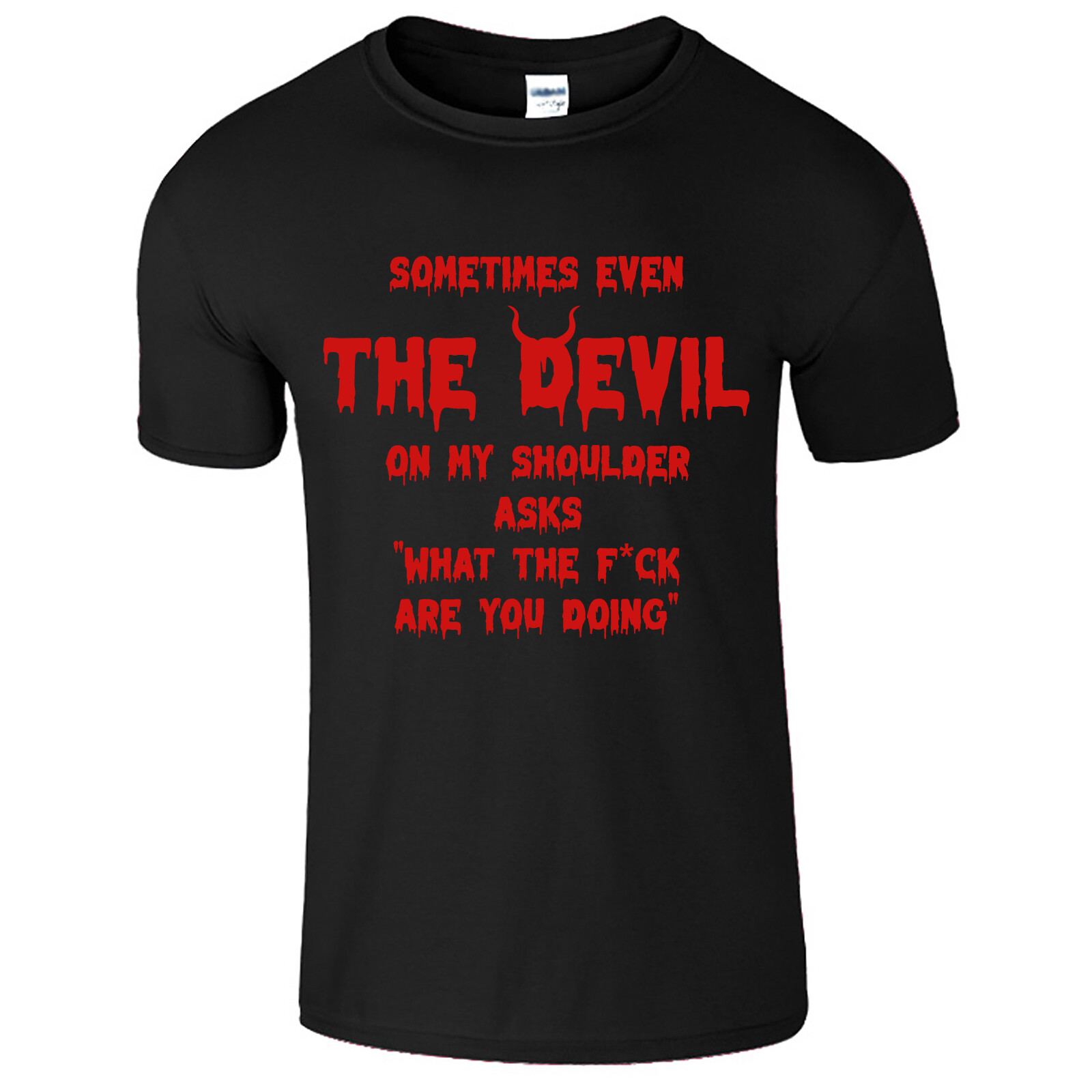 Sometimes Even The Devvil On My Shoulder Funny Men's T-shirt Halloween ...
