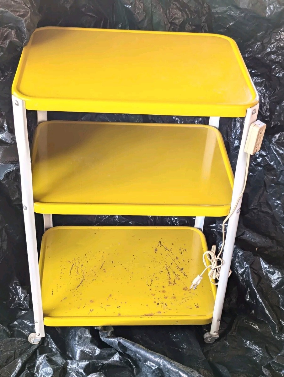 Vintage Yellow Costco Style Rolling Cart Mid Century