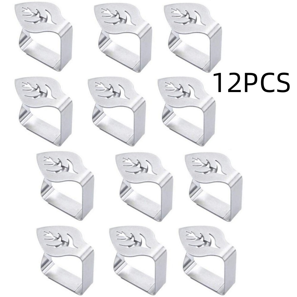 4/8/12x Table Cloth Clips Stainless Steel Leaf Shaped Cover Tablecloth ...