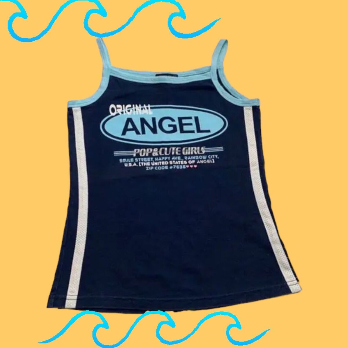 Y2K TANK TOP SUMMER GYARU HARAJUKU BLUE GIRLY STRIPED SPORTY Y2K TANK TOP SUMMER GYARU HARAJUKU BLUE GIRLY STRIPED SPORTY