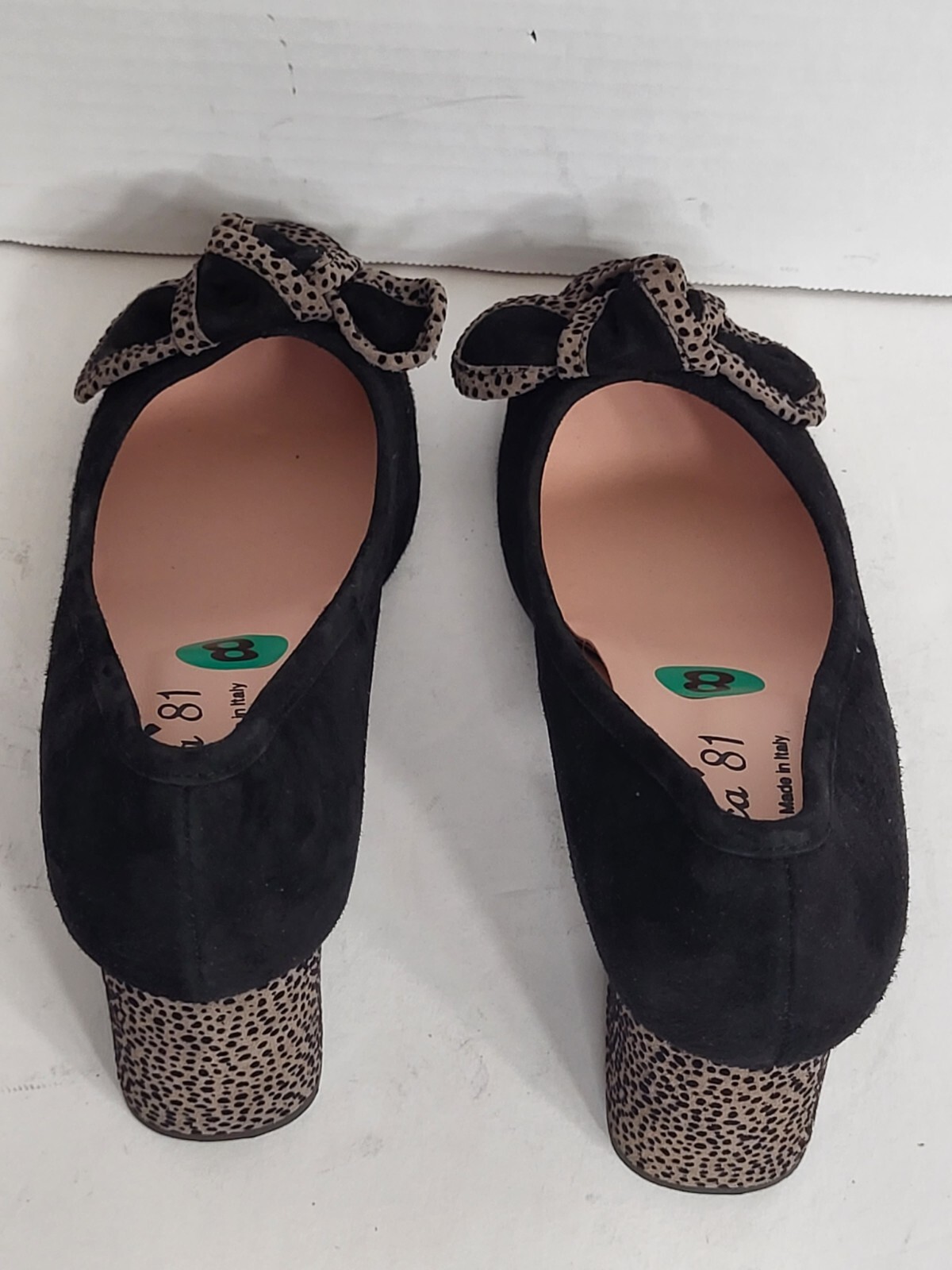 FERCA 81 Black Made In Italy Suede patent leather accent, animal print ...