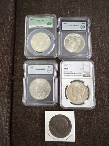 (4) peace dollars, (1) BONUS 1974 LIBERTY DOLLAR)IKE | eBay