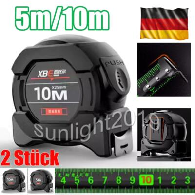 2x Maßband - Rollmaßband Messband Bandmaß Rollmeter mit Rücklauf 5m/10m ...