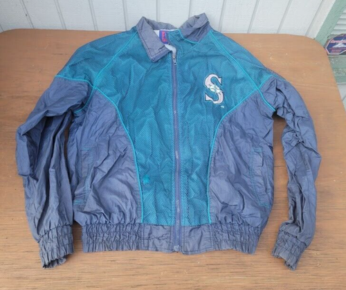 RARE Vintage 90s Seattle Mariners MLB Windbreaker Jacket Pro Player Tag ...