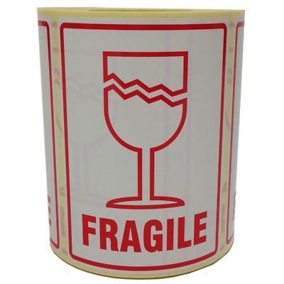 Fragile (Glass Image) Parcel Labels - Postage Stickers - Permanent Self ...