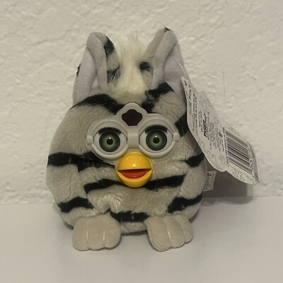 Vintage Furby Buddies - Zebra Stripe Black & Light Gray - NWT - “Hug ...