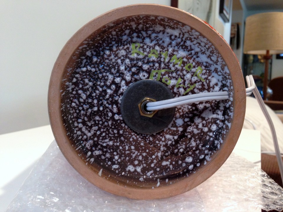 Vintage Raymor Italy Pottery Lamp with Raymor Label and Signature | eBay