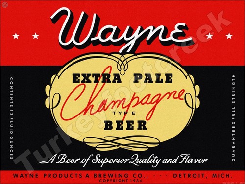 Wayne Extra Pale Champagne Type Beer Label 18" x 24" Metal Sign | eBay
