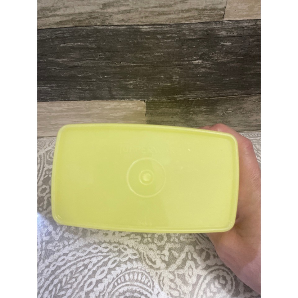 Vintage Tupperware rectangular Container Yellow Lid Kitchen Storage ...