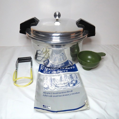 Mirro 12 Quart Pressure Cooker Canner Jiggler Tray Tongs Funnel Manual ...