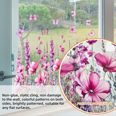 Floral Window Clings All-Angle Visibility Easy Installation Premium PVC ...