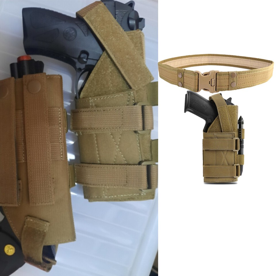 Tactical Military Molle Pistol Holder Holster + Tactical Belt Handgun ...