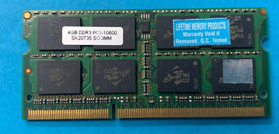 💥LIFETIME MEMORY PRODUCTS 4GB DDR3 PC3-10600 SODIMM Laptop RAM Memory ...