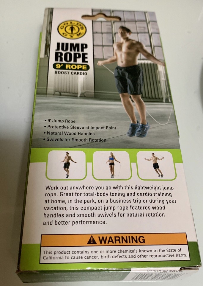 Gold's Gym Jump Rope 9' With Natural Wood Handles Build & Tone Boost ...