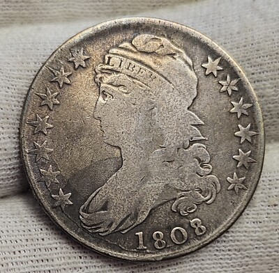1808/7 Capped Bust Half Dollar 50. overdate 8 over 7 Circulated | eBay