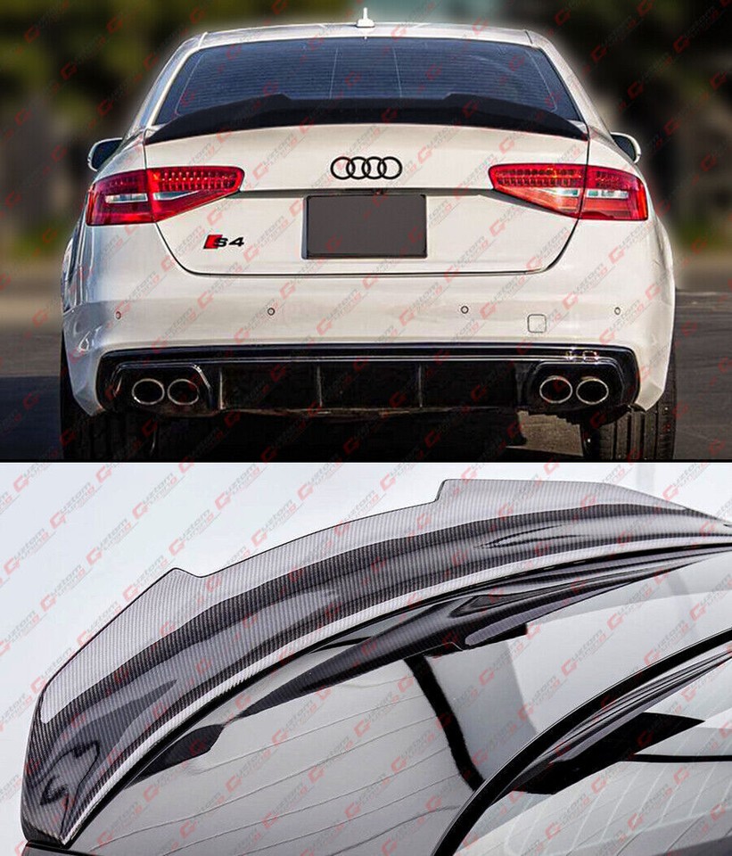 REAL CARBON FIBER TRUNK SPOILER WING AUDI S4 SEDAN PSM STYLE HIGHKICK ...