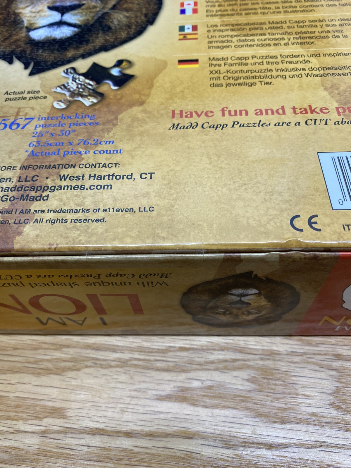 Madd Capp I AM LION JIGSAW PUZZLE Head Shaped 550 Pieces 25" X 30" New ...