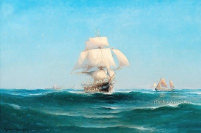 Ships at sea Oil painting Giclee Art Printed on canvas L3908 | eBay
