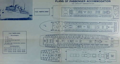 Clarke Steamship Co Ocean Liner Deck Plans TSS North Star SS New ...