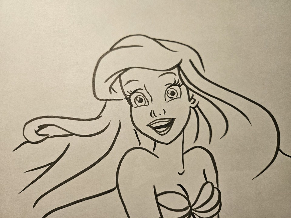 Disney The Little Mermaid Ariel Ink Drawing/Sketch Signed Art Animation ...