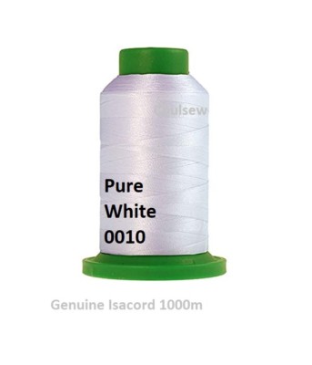 ISACORD MACHINE EMBROIDERY THREAD 1000M PURE BRIGHT WHITE 0010 | eBay UK