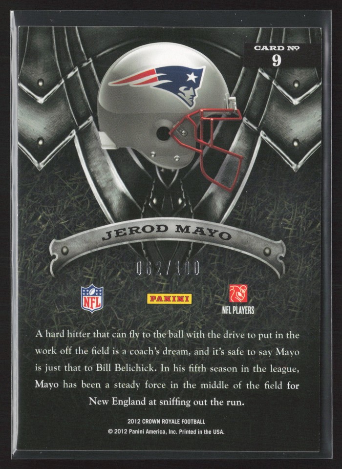 2012 Panini Crown Royale Jerod Mayo Field Force Red /100 #9 | eBay