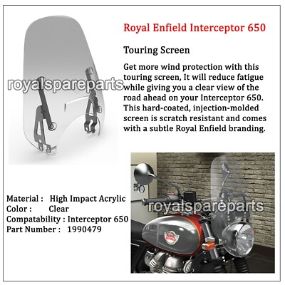 Genuine Royal Enfield "INTERCEPTOR 650" Touring Screen Kit | eBay