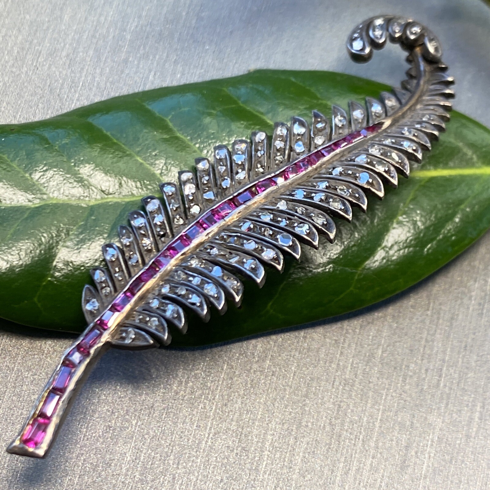 Vintage Diamond Ruby Brooch Antique Estate Fine Jewelry Pre-Owned ...