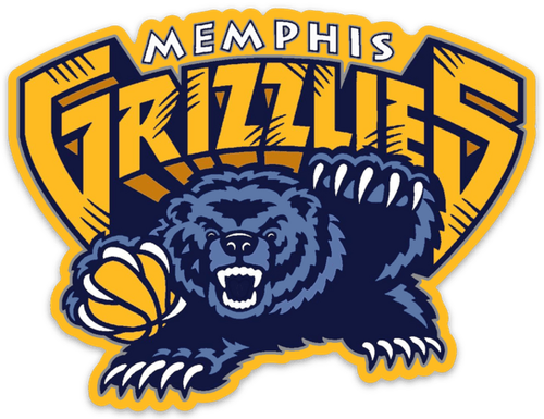 Memphis Grizzlies Logo Type Name w Grizzly Bear Monogram Die-cut MAGNET ...
