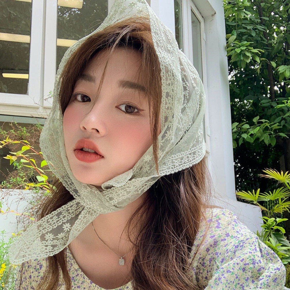 Sun Protection Small Flower Scarves French Vintage Triangular Scarves ...