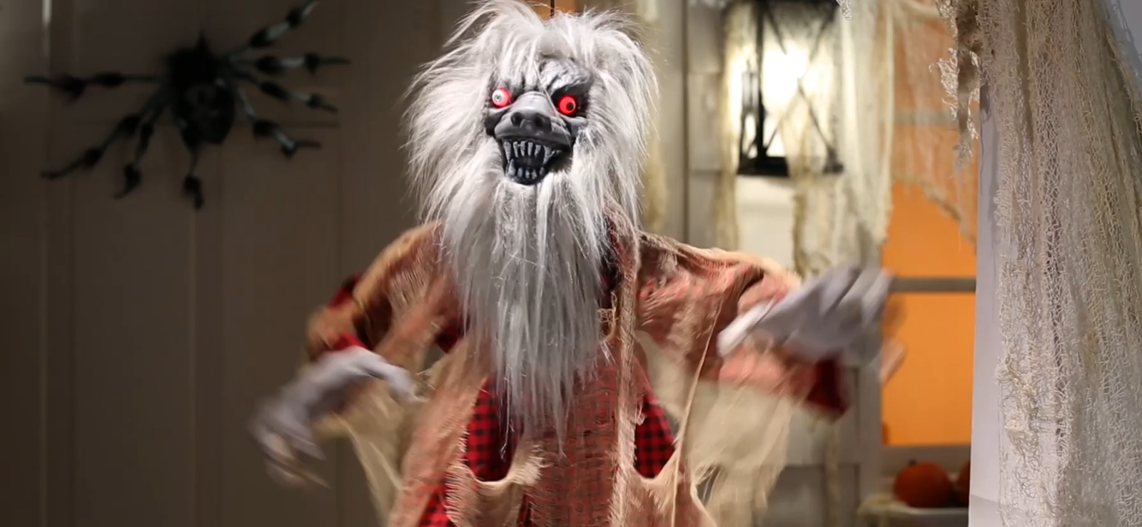 Hanging Animated Werewolf Prop Halloween Decor Life Size Haunted House ...