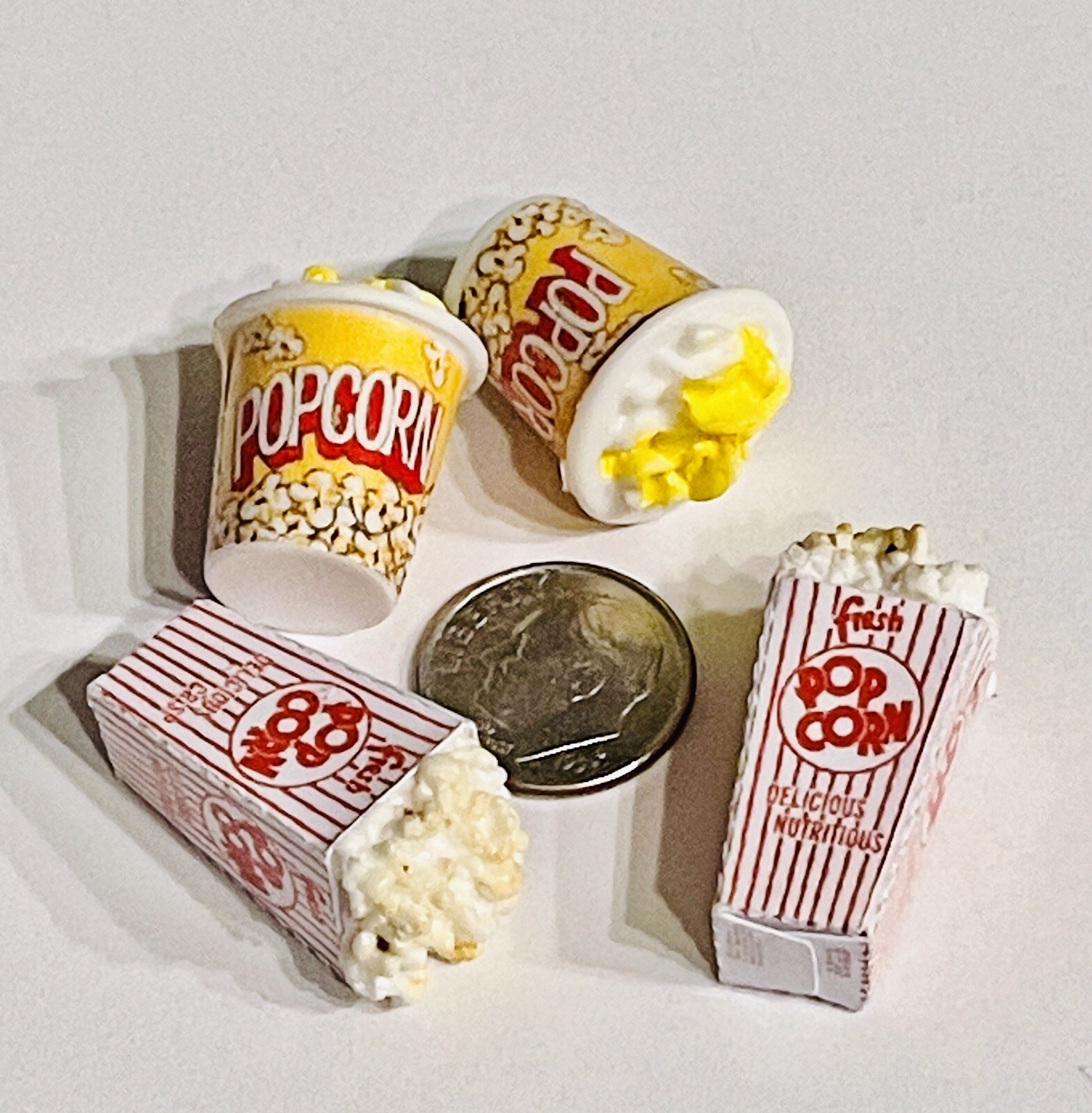 Barbie Dollhouse Miniature Food Mini Popcorn Bucket Bags Tiny Snack Lot ...