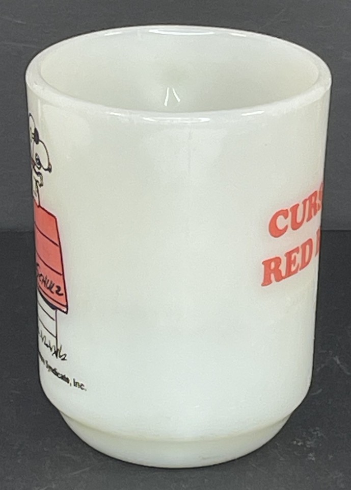 Vintage Fire King Peanuts Charles Schulz Snoopy Mug Curse You Red Baron ...
