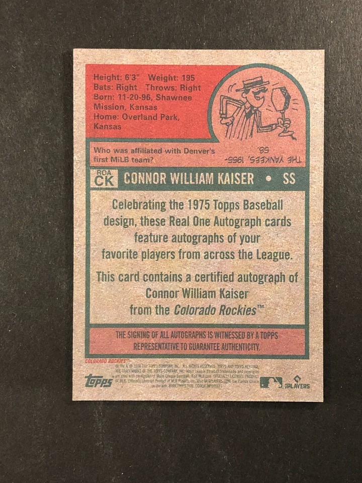 2024 Topp Heritage High Number Connor Kaiser RC Real One Auto #ROA-CK ...