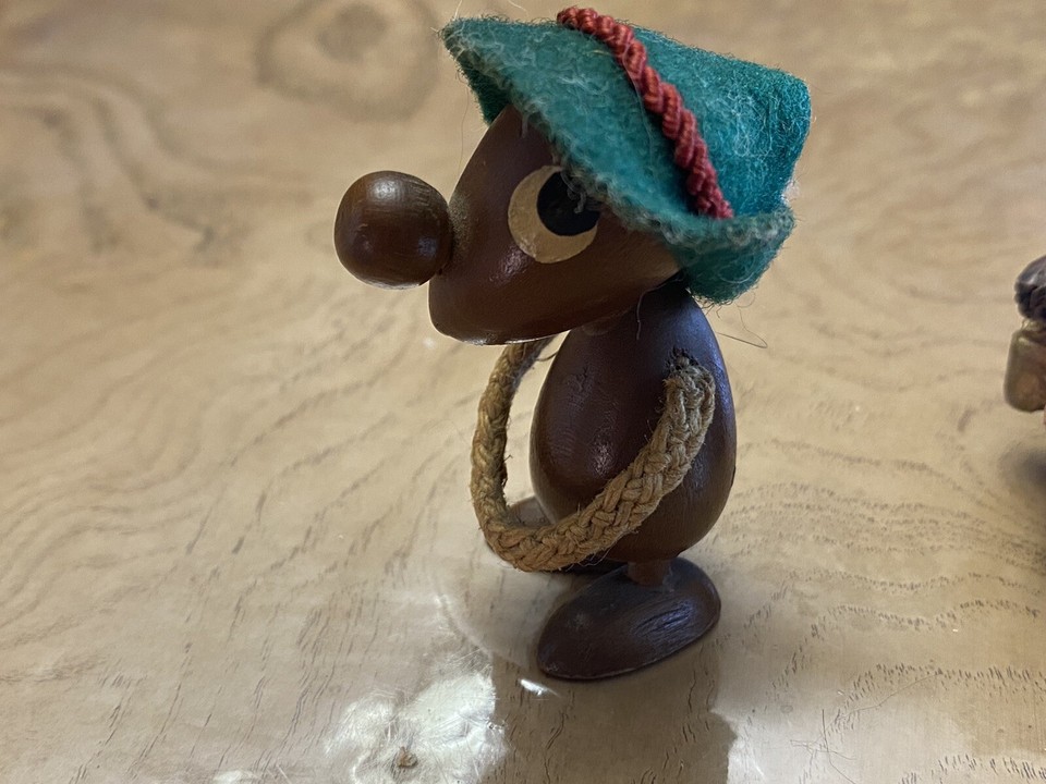 Vintage Little Wooden Man Figurine & Saddle Horse Candle Holder | eBay