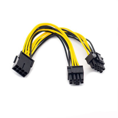 PCI Express 8-pin to Dual 8-pin (6+2 pin) GPU Video Card Power Adapter ...