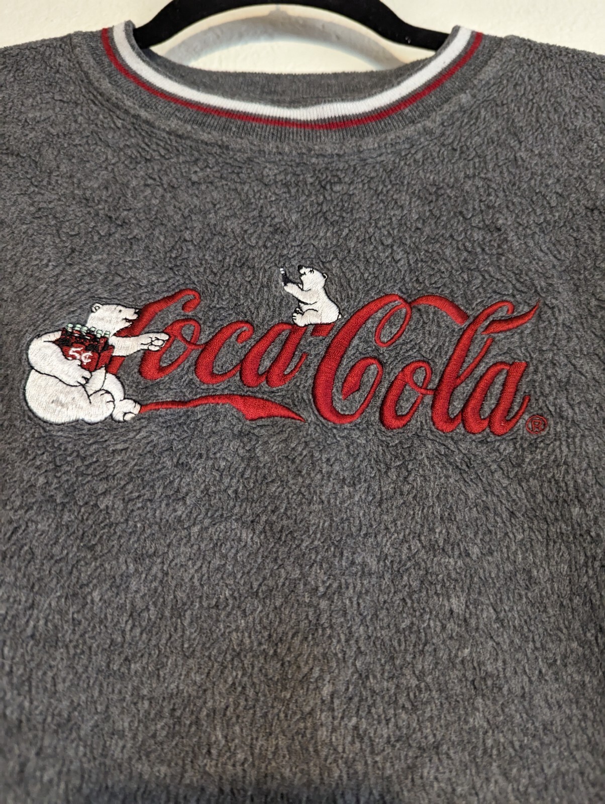 Men’s Coca-Cola Brand Embroidery Soda Pullover Sweater Adult Size ...