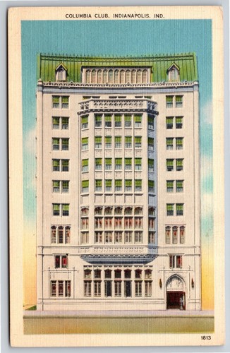 Indianapolis Indiana~Columbia Club Exterior Front View~Vintage Linen ...