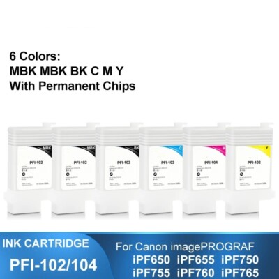 1set PFI-102 PFI-104 Refillable Ink Cartridge With Chip For Canon ...