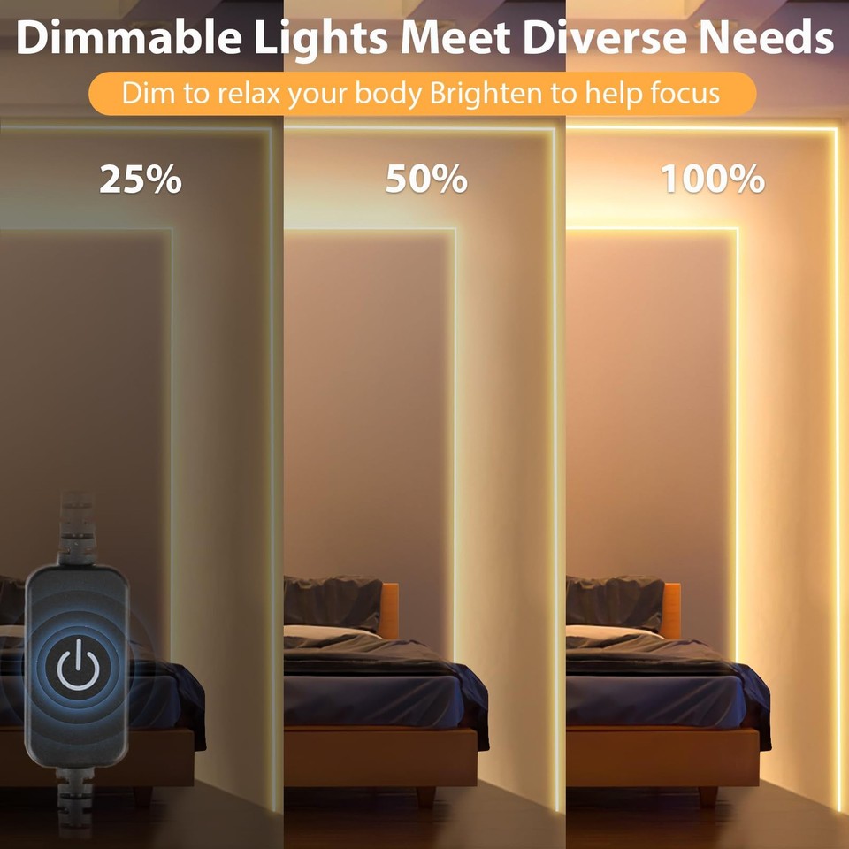 LED Neon Lights, 12V Warm White Dimmable LED Strip Lights, 16.4ft/5m ...